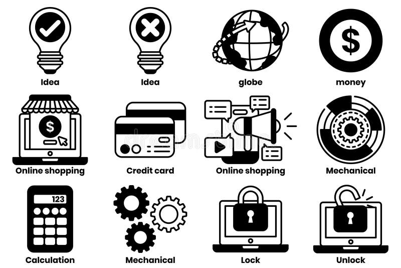 Set of Illustrations in the Concept of Office Items and Business ...