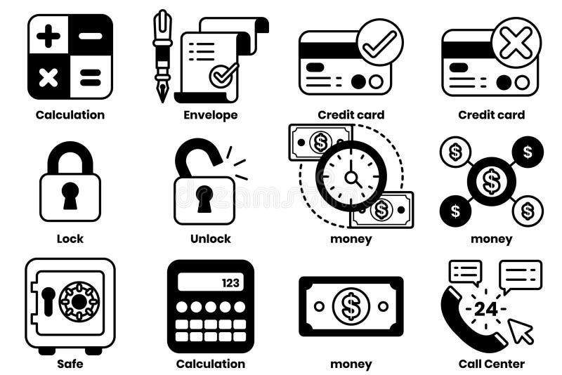 Set of Illustrations in the Concept of Office Items and Business ...