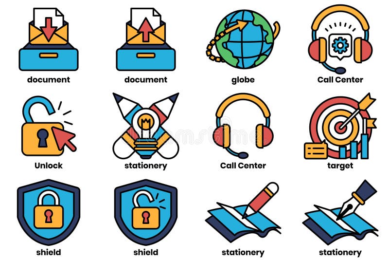 Set of Illustrations in the Concept of Office Items and Business ...