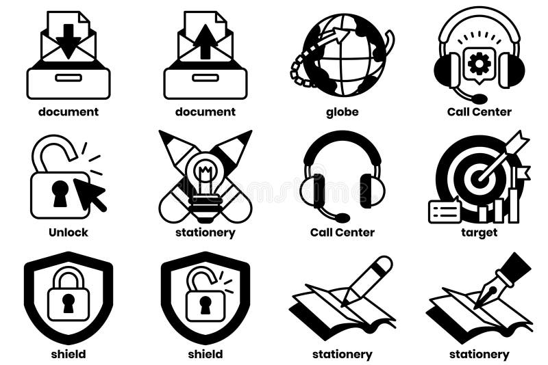 Set of Illustrations in the Concept of Office Items and Business ...