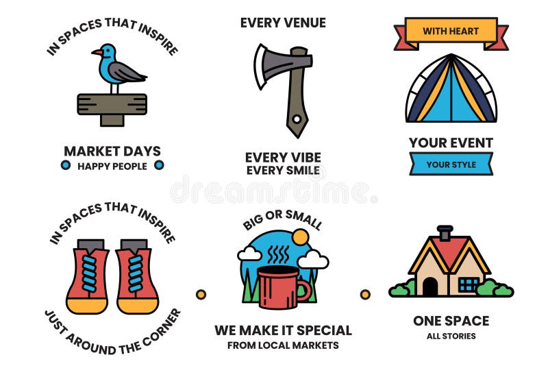 Set of Illustrations in the Concept of Outdoor Activities in Line ...