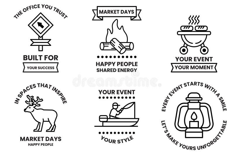 Set of Illustrations in the Concept of Outdoor Activities in Line ...