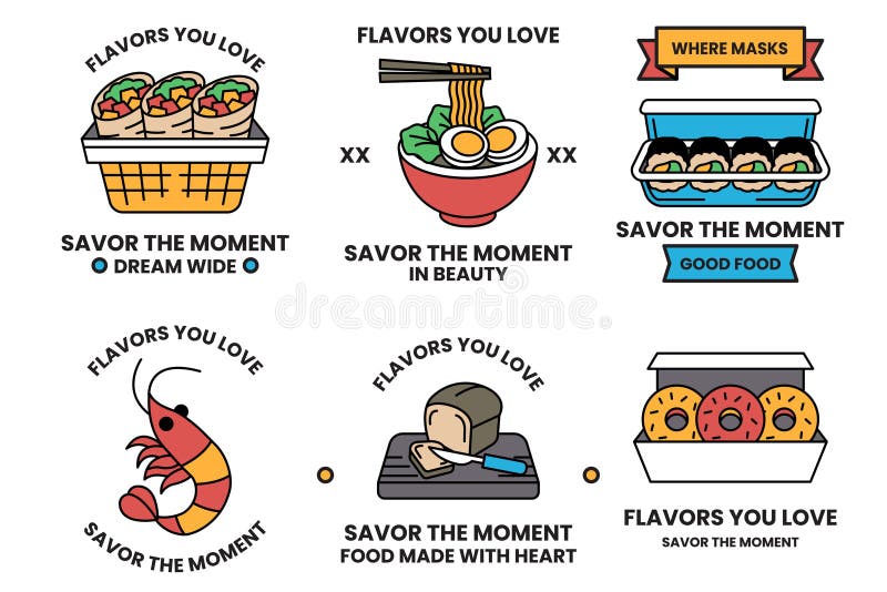 Set of Illustrations in the Concept of Restaurants and Seafood in Line ...