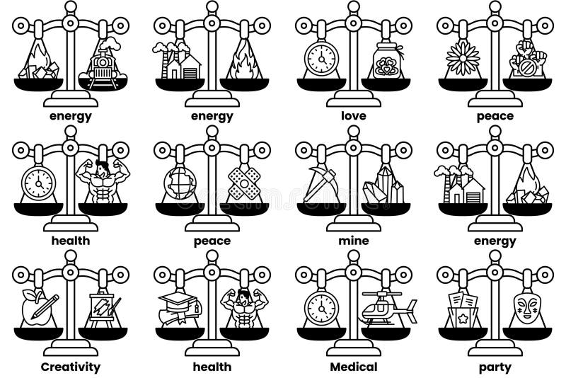 Set of Illustrations in the Concept of Scales and Various Things in ...