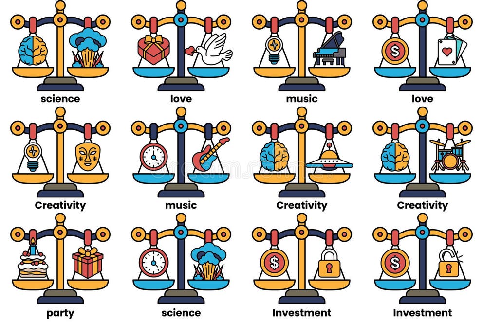 Set of Illustrations in the Concept of Scales and Various Things in ...
