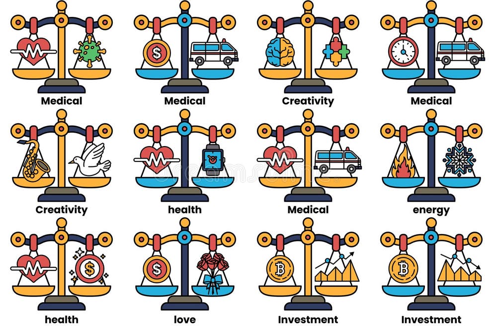 Set of Illustrations in the Concept of Scales and Various Things in ...