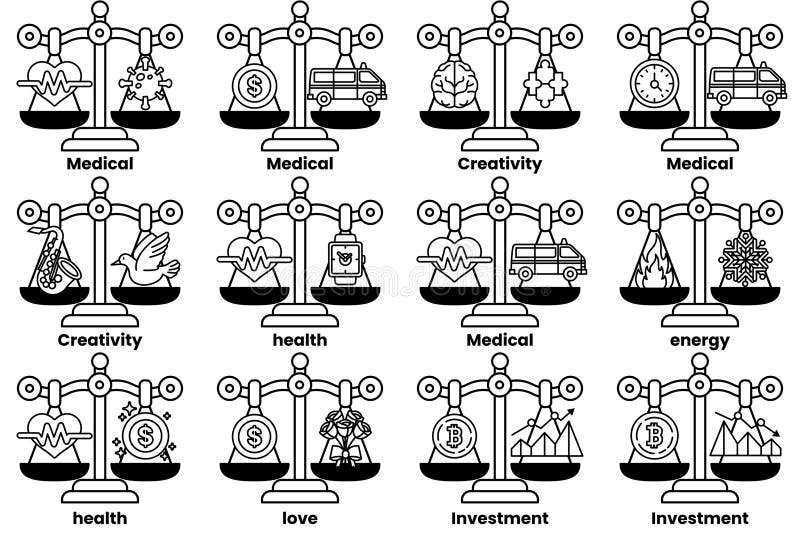 Set of Illustrations in the Concept of Scales and Various Things in ...