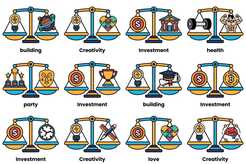 Set of Illustrations in the Concept of Scales and Various Things in ...