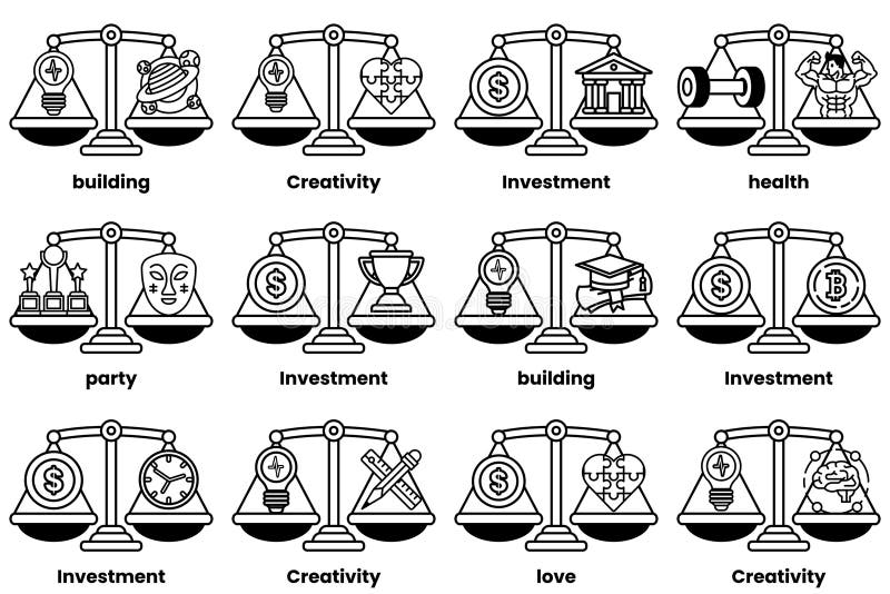 Set of Illustrations in the Concept of Scales and Various Things in ...