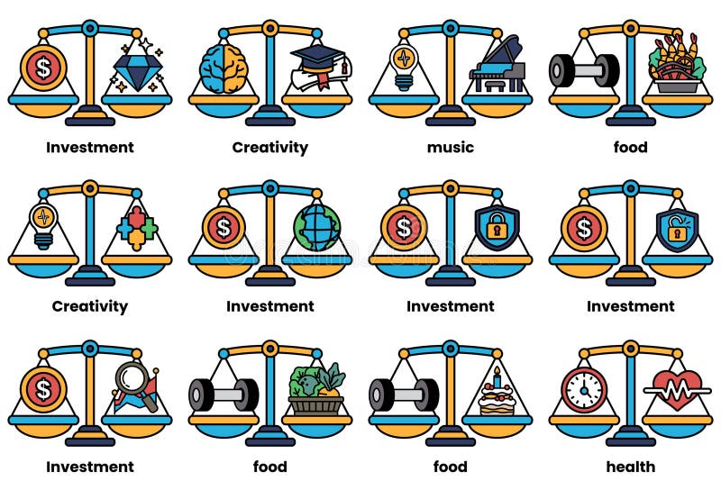 Set of Illustrations in the Concept of Scales and Various Things in ...