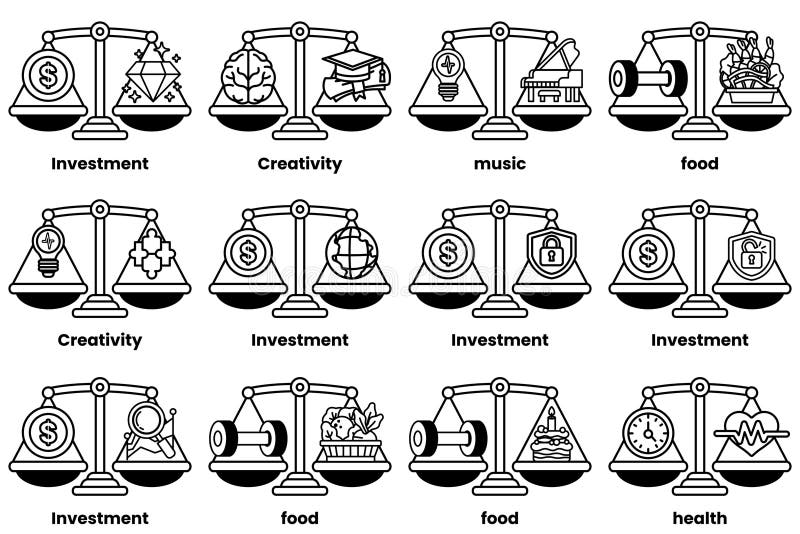 Set of Illustrations in the Concept of Scales and Various Things in ...
