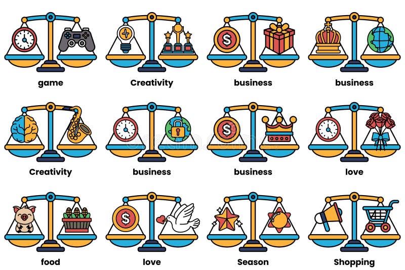 Set of Illustrations in the Concept of Scales and Various Things in ...