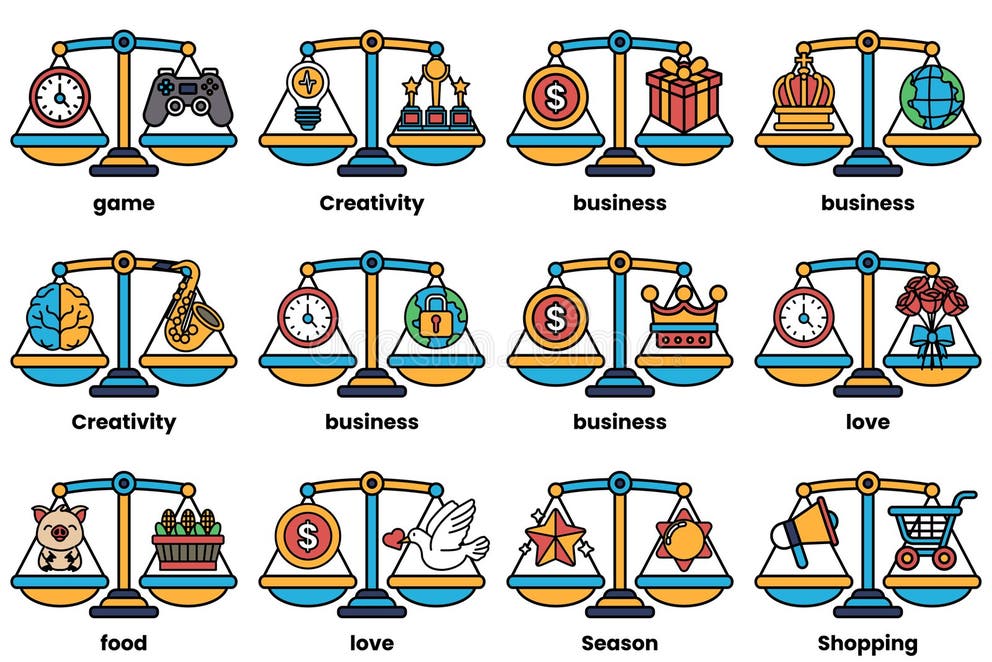 Set of Illustrations in the Concept of Scales and Various Things in ...