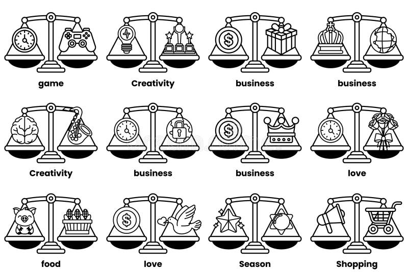 Set of Illustrations in the Concept of Scales and Various Things in ...
