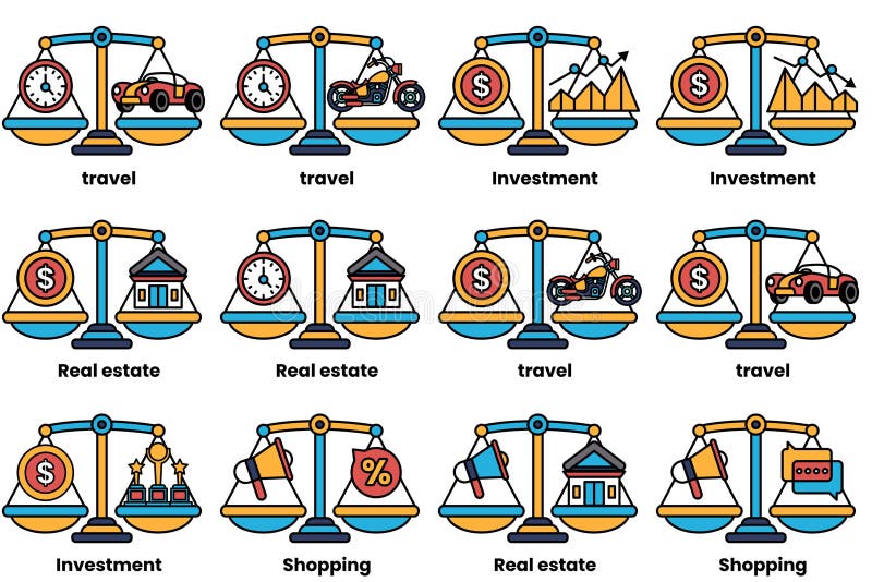 Set of Illustrations in the Concept of Scales and Various Things in ...