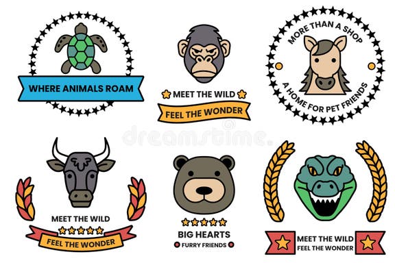 Set of Illustrations in the Concept of Various Animals in Line Drawing ...