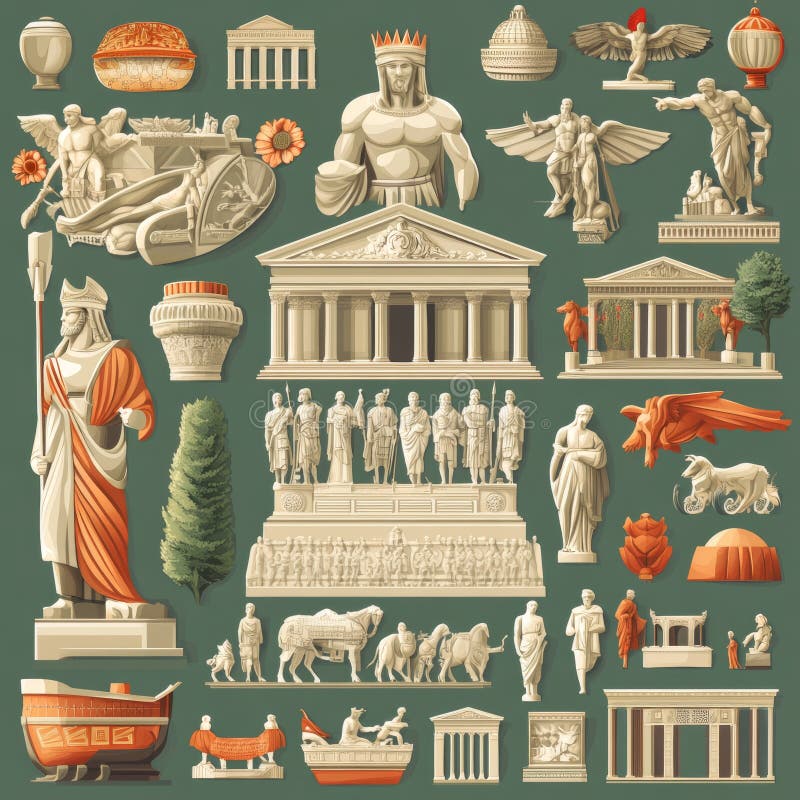 Ancient Roman Architecture and Sculptures Historical Illustrations ...