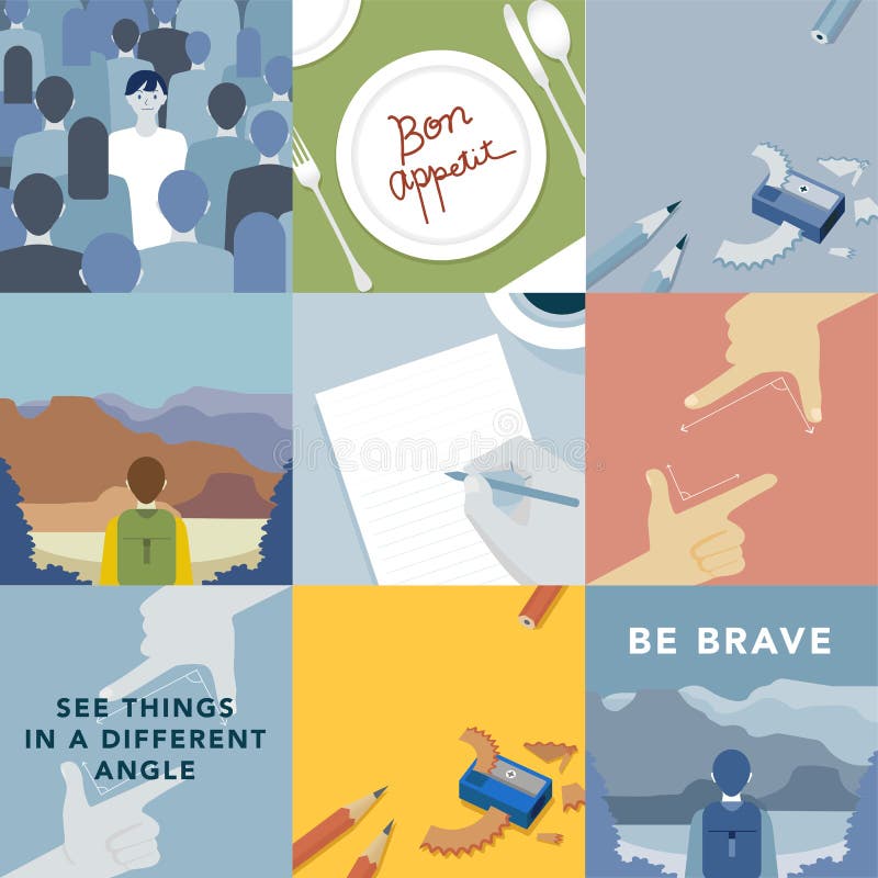 Set of Illustrations Exploring the Concept of Human Values Stock ...