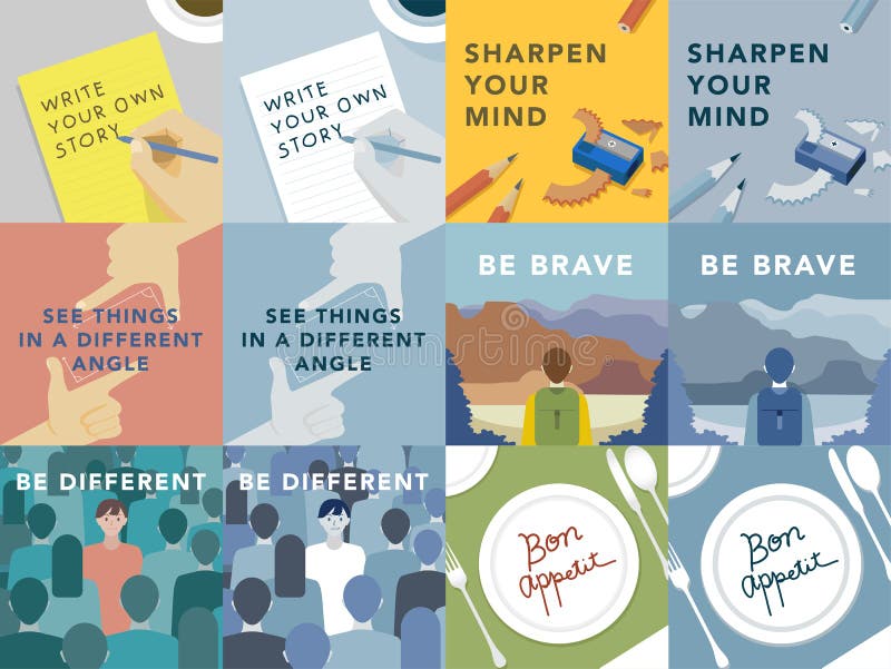 Set of Illustrations Exploring Human Values Stock Illustration ...