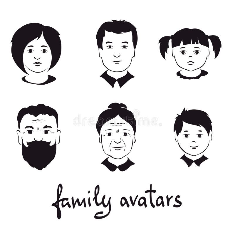 Family avatars set stock vector. Illustration of avatar - 142637508