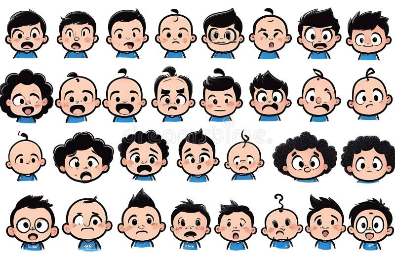 A Set of Illustrations of Icons of Different Emotions on the Face of a ...