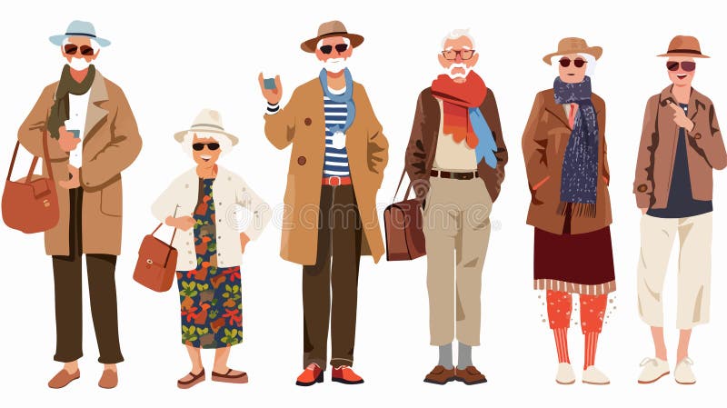 A Set of Illustrations of Modern Old People and Senior Couples ...