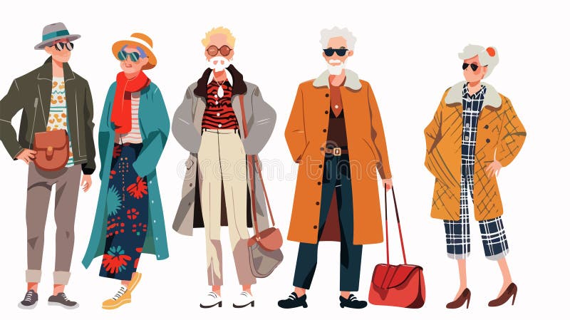 A Set of Illustrations of Modern Old People and Senior Couples ...