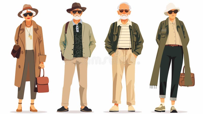 A Set of Illustrations of Modern Old People and Senior Couples ...