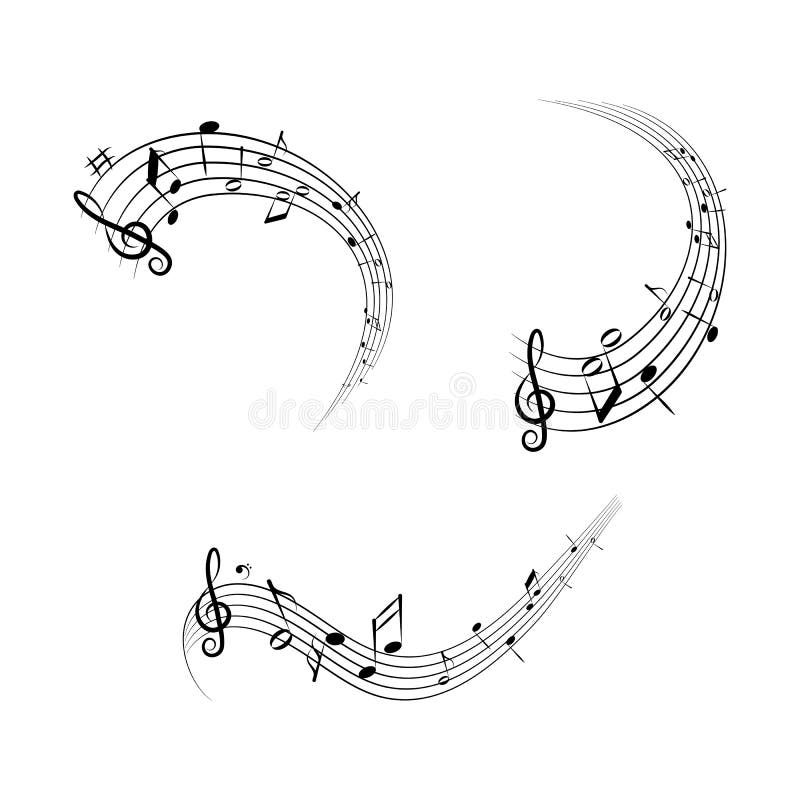 Set of Illustrations, Musical Notes on Sheet Music Stock Vector ...