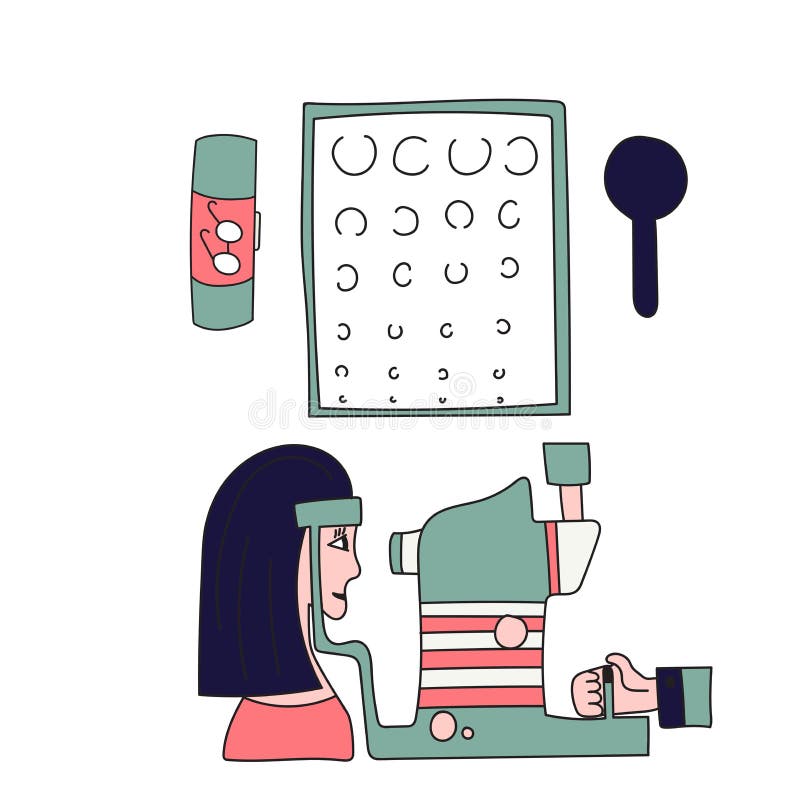 Set Illustrations for Ophthalmologic Examination. Eyesight Check ...