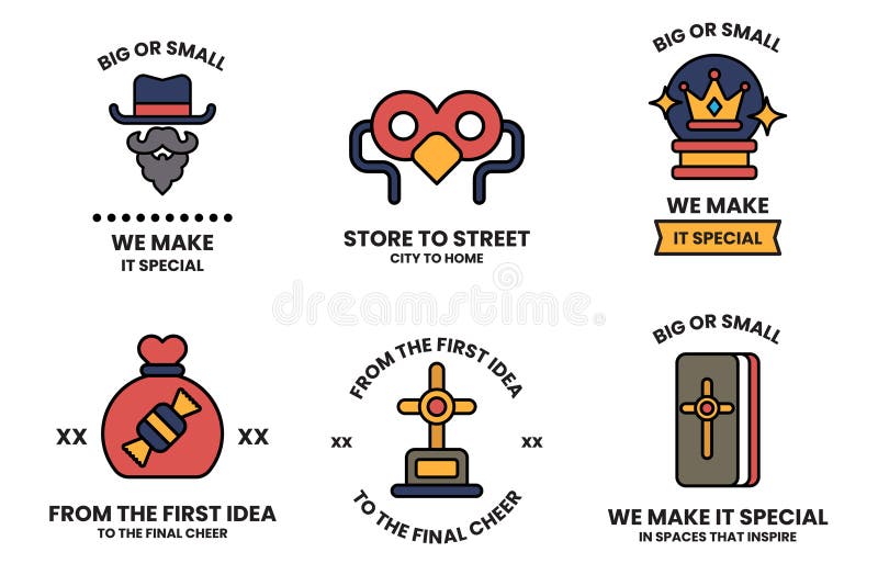 Set of Illustrations in Party and Event Concepts in Line Drawing Style ...