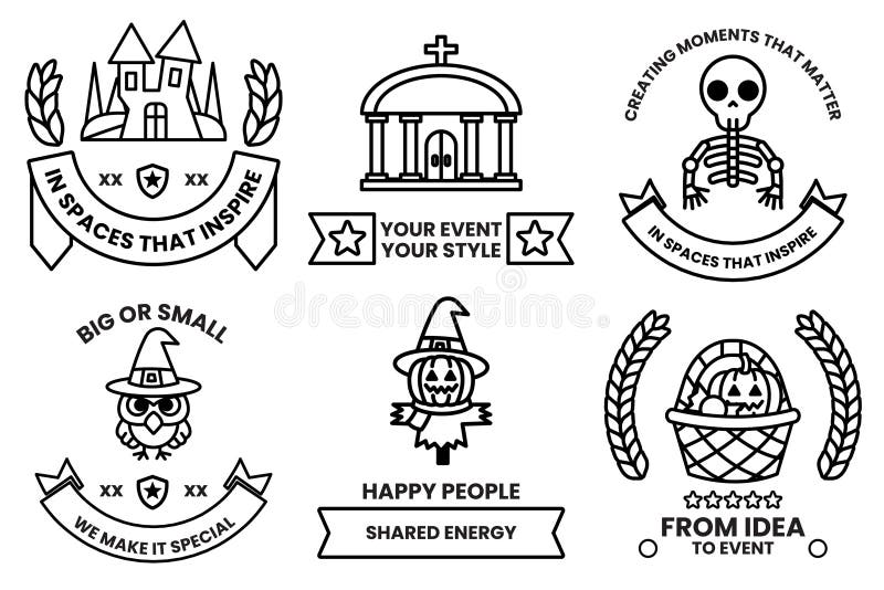 Set of Illustrations in Party and Event Concepts in Line Drawing Style ...