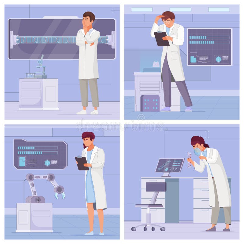 Science Lab Illustrations in Flat Design Stock Illustration ...