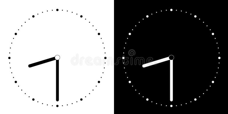 Set of Illustrations of a Simple Clock Face of White and Black with ...