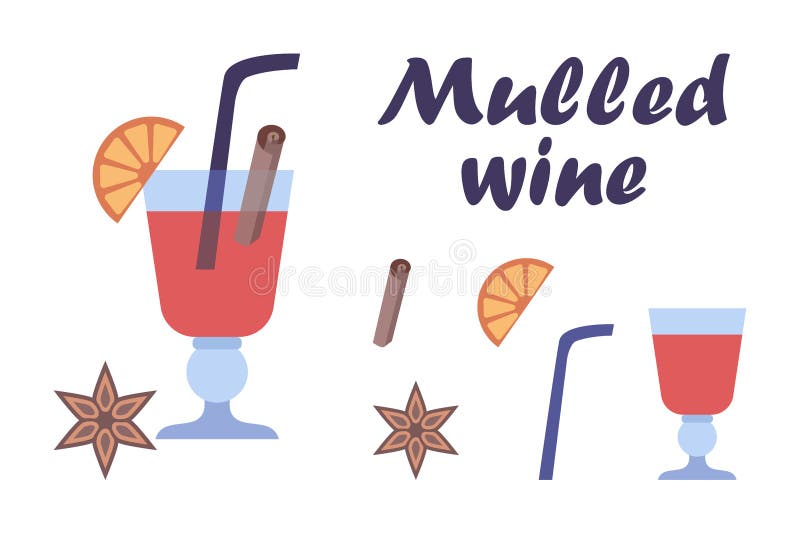 A Set of Illustrations on the Theme of Mulled Wine Stock Vector ...