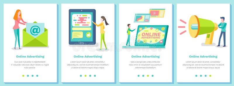 Set of Illustrations on the Topic of Online Advertising. Webpage ...