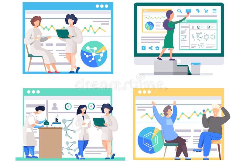 Set of Illustrations on the Topic of Work with Technologies and ...