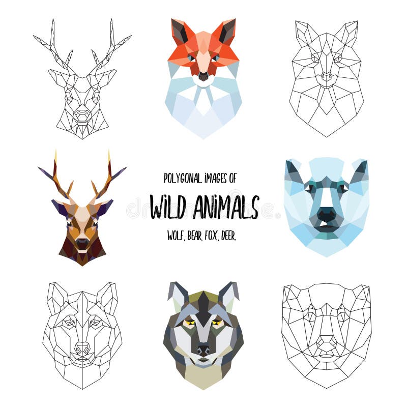 Set of Illustrations. Vector Graphics. Portrait of Triangles. Stock ...