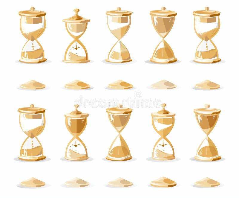 A Set of Illustrations on a White Background, Depicting Sand Clocks in ...