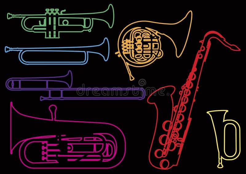 A Set of Illustrations of Wind Musical Instruments Stock Illustration ...