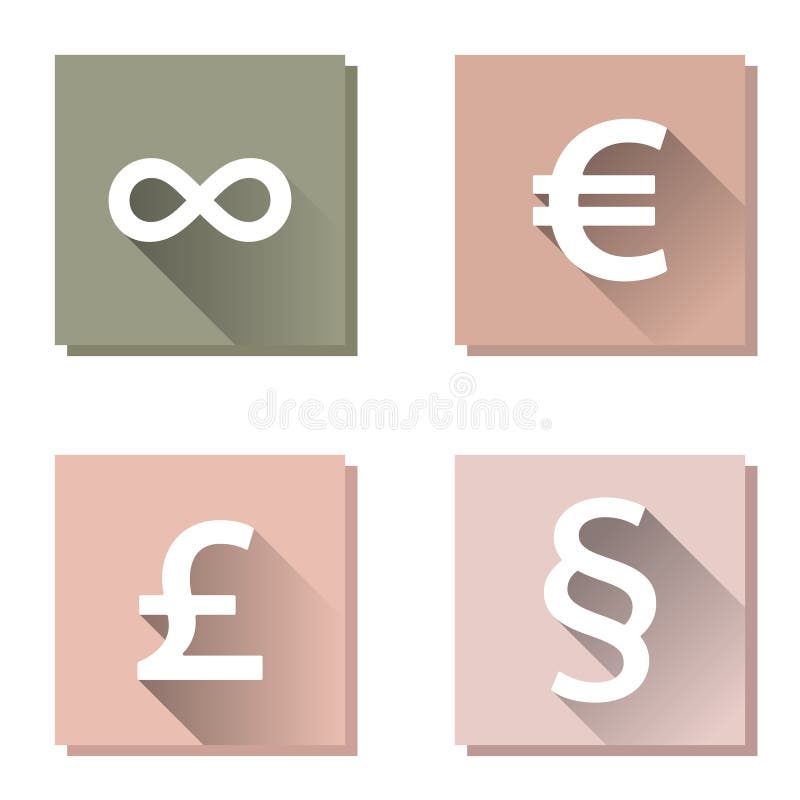 Set Image of Euro, Pound, Paragraph and Infinity Sign Vector Icon Stock ...