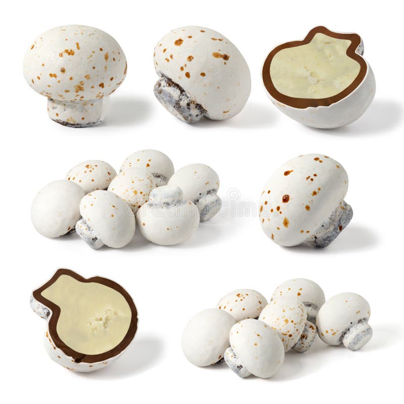 Set of Images Chocolates in the Form of Champignon Mushrooms. Full ...
