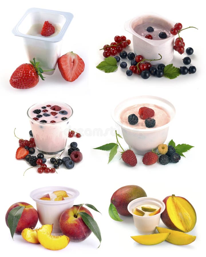 Set of Images of Fruit and Yogurt with Berries Stock Image - Image of ...
