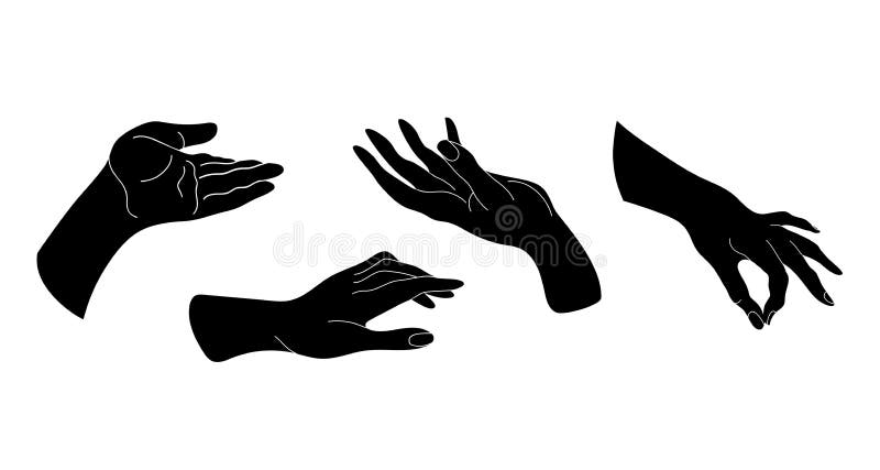 Set of Images of Hands. Different Positions of the Hands Stock Vector ...