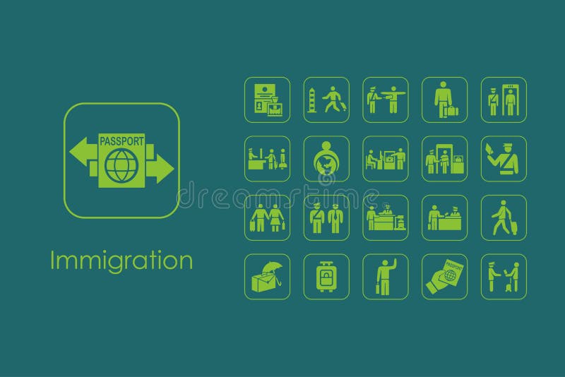 Set of Immigration Simple Icons Stock Vector - Illustration of country ...