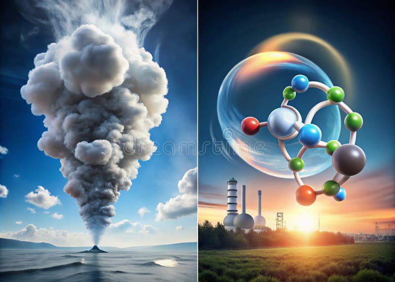 Visualizing Carbon Dioxide Emissions Cloud and Molecule Illustrations ...