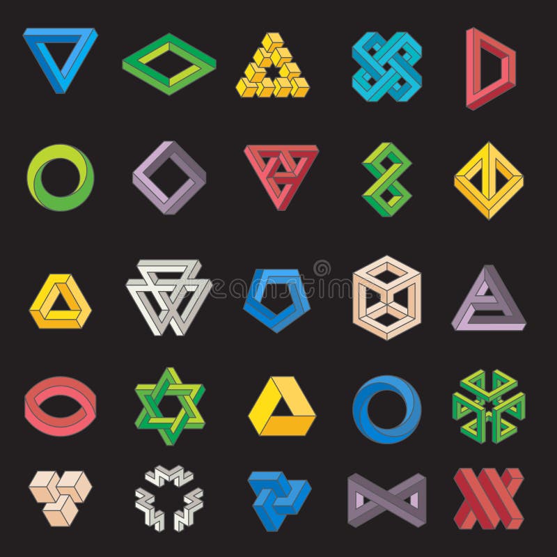 Set of Impossible Shapes. Optical Illusion. Vector Illustration ...