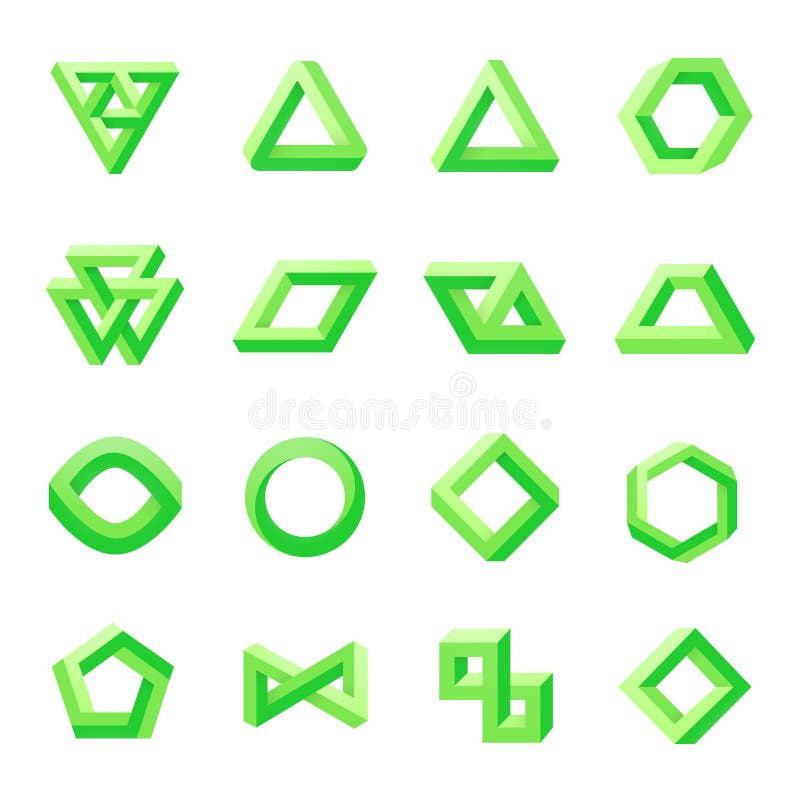 Set of Impossible Shapes. Optical Illusion. Vector Illustration ...