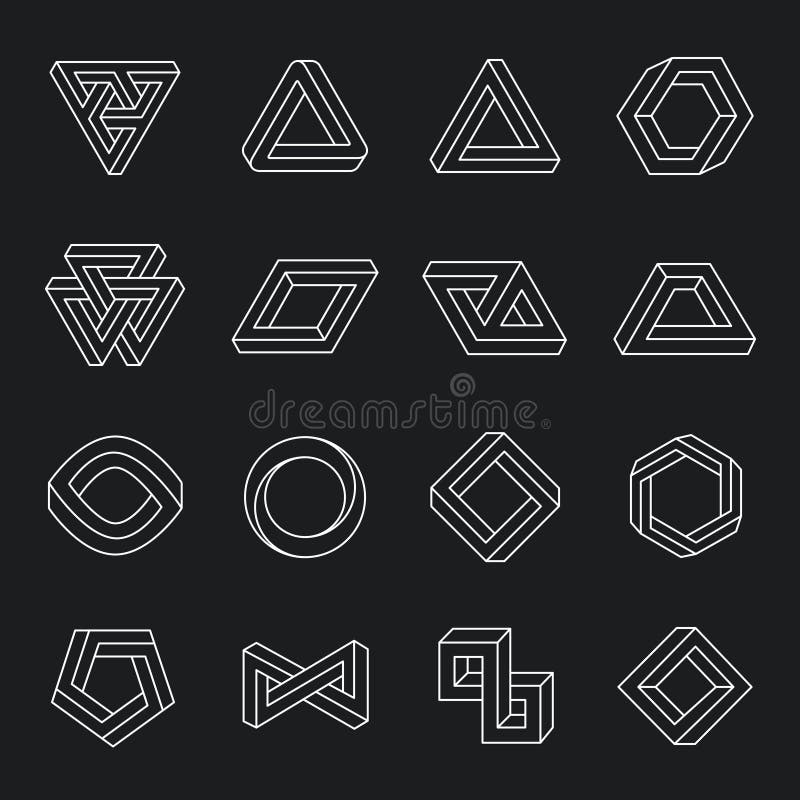 Set of Impossible Shapes. Optical Illusion Stock Vector - Illustration ...