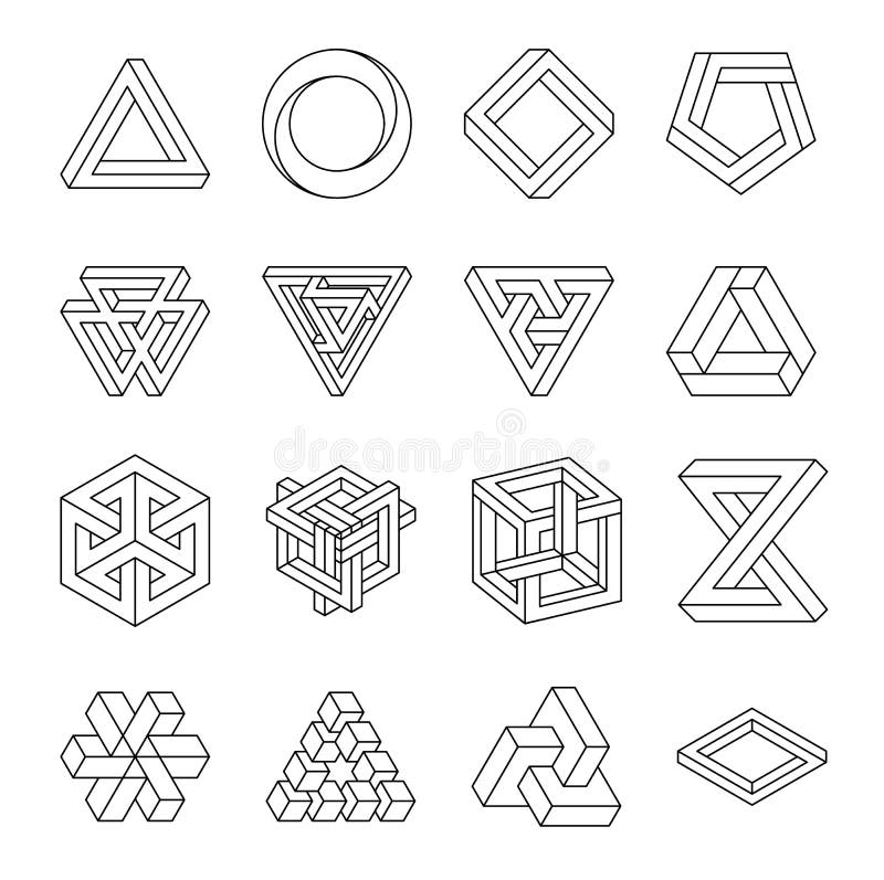 Set of Impossible Shapes. Optical Illusion. Vector Illustration ...